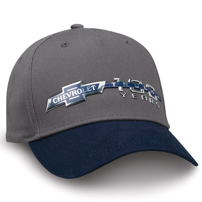 Chevy Truck 100 Year Bowtie Blue Grey Cotton Twill Centennial Hat ...