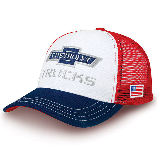 OLD SCHOOL VINTAGE CHEVY MESH CAP HAT CHEVROLET TRUCKS! RED WHITE BLUE ...